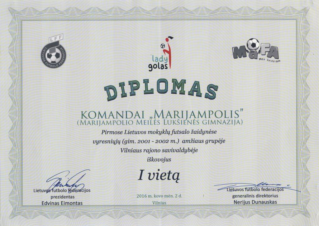 Sporto pasiekimai | Marijampolio Meilės Lukšienės gimnazija